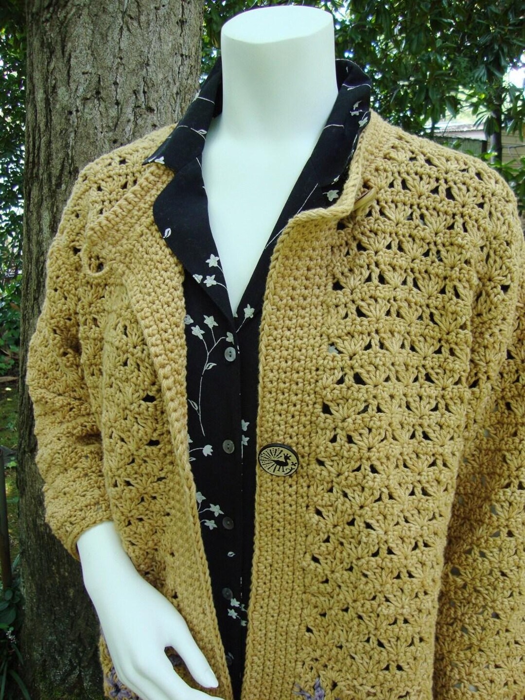 Hand Crocheted Cotton Cardigan: Golden Yellow Jacket, Size M - Etsy