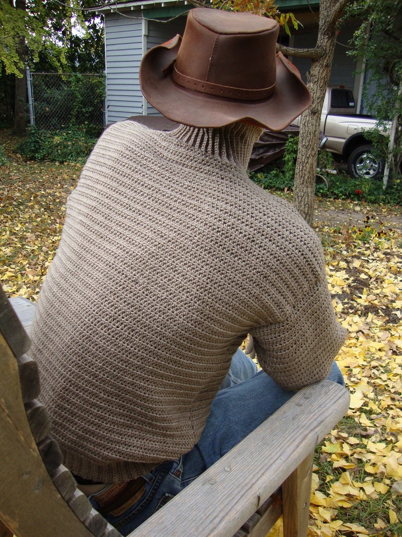 Mens Wool Sweater, Men's Crochet Sweater, Tan Sweater, Optional Funnel ...