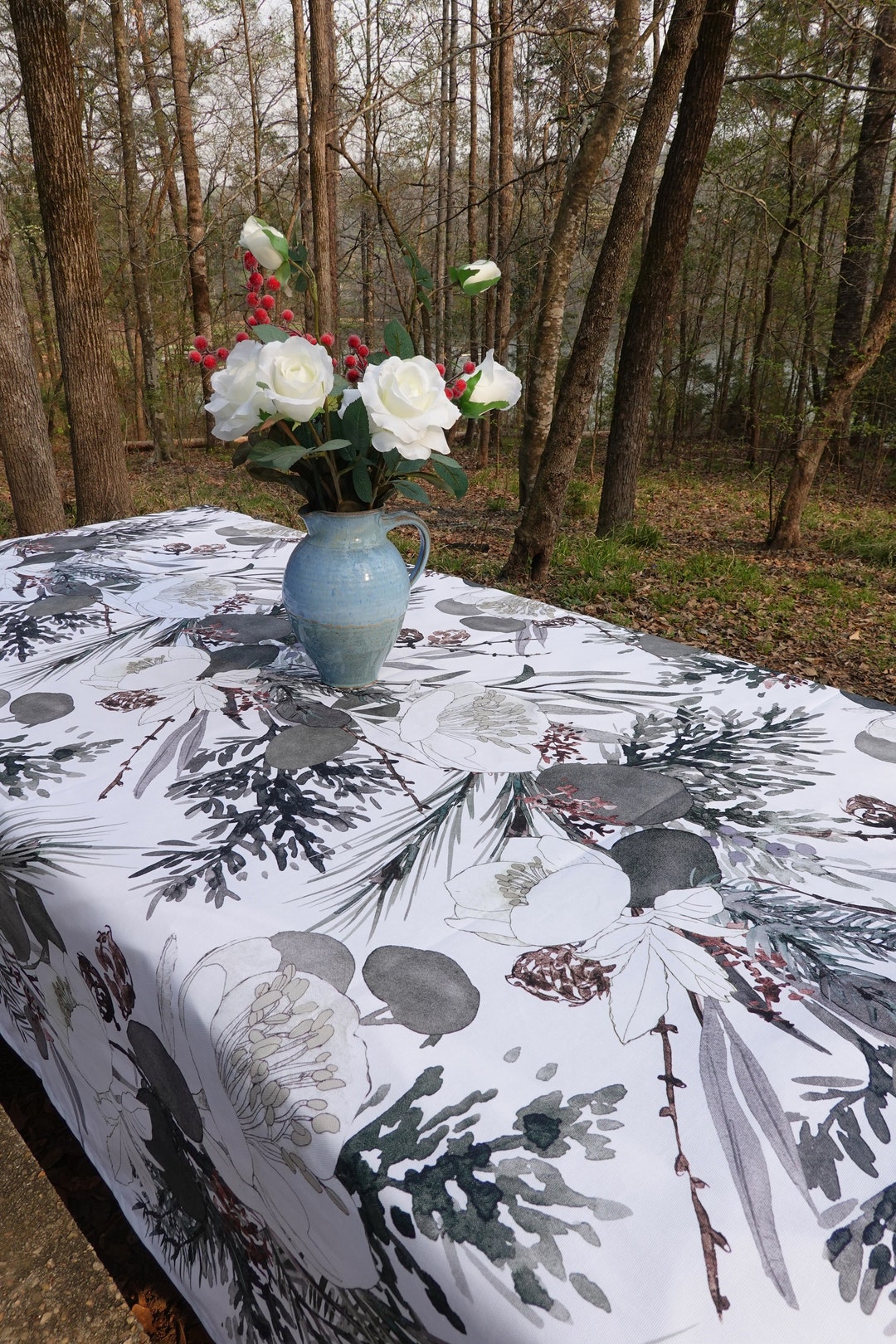 Pentik Sypressi Tablecloth: Acrylic Coated Cotton, Extra Long - Etsy