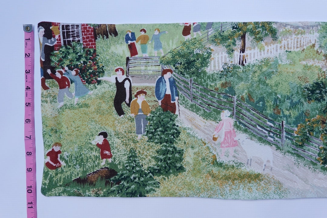 Grandma Moses Wall Hanging, Mary and Little Lamb Grandma Moses Fabric ...