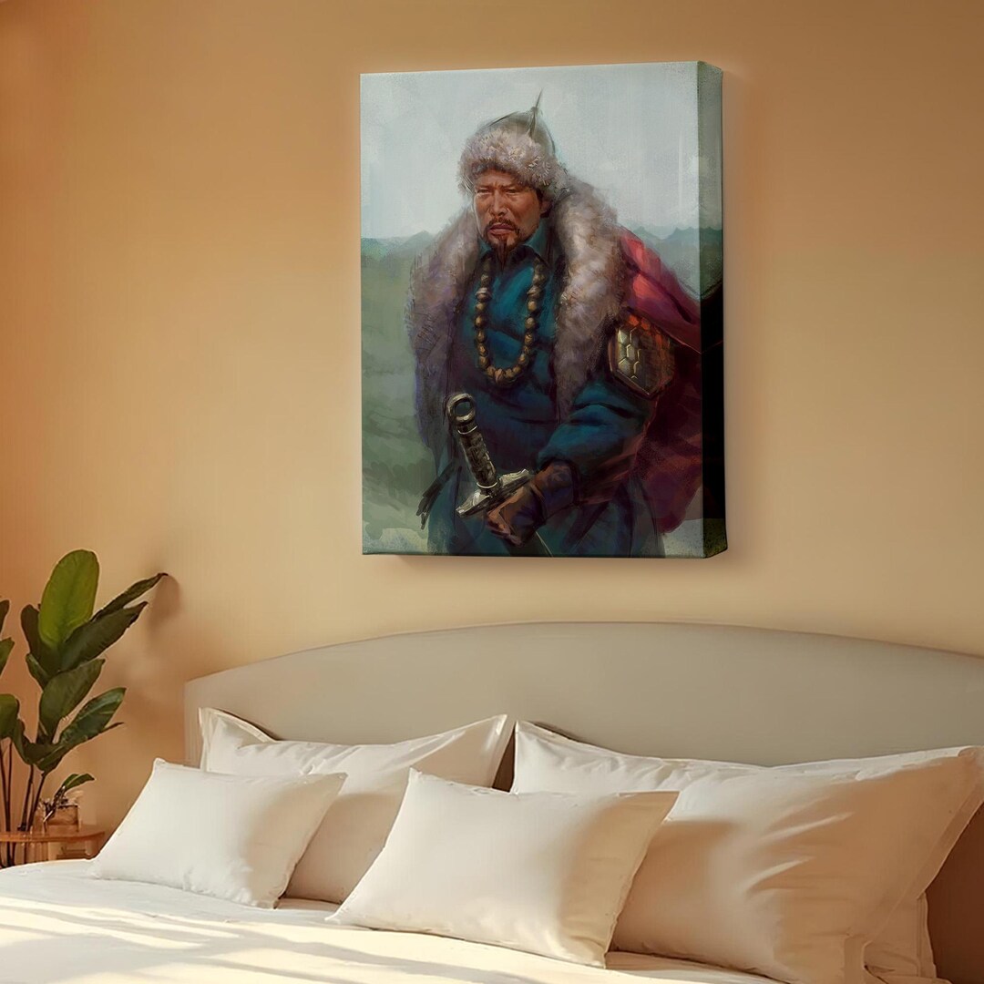 Genghis Khan Mongol Army Commander Oil Painting Decorative Canvas Print ...