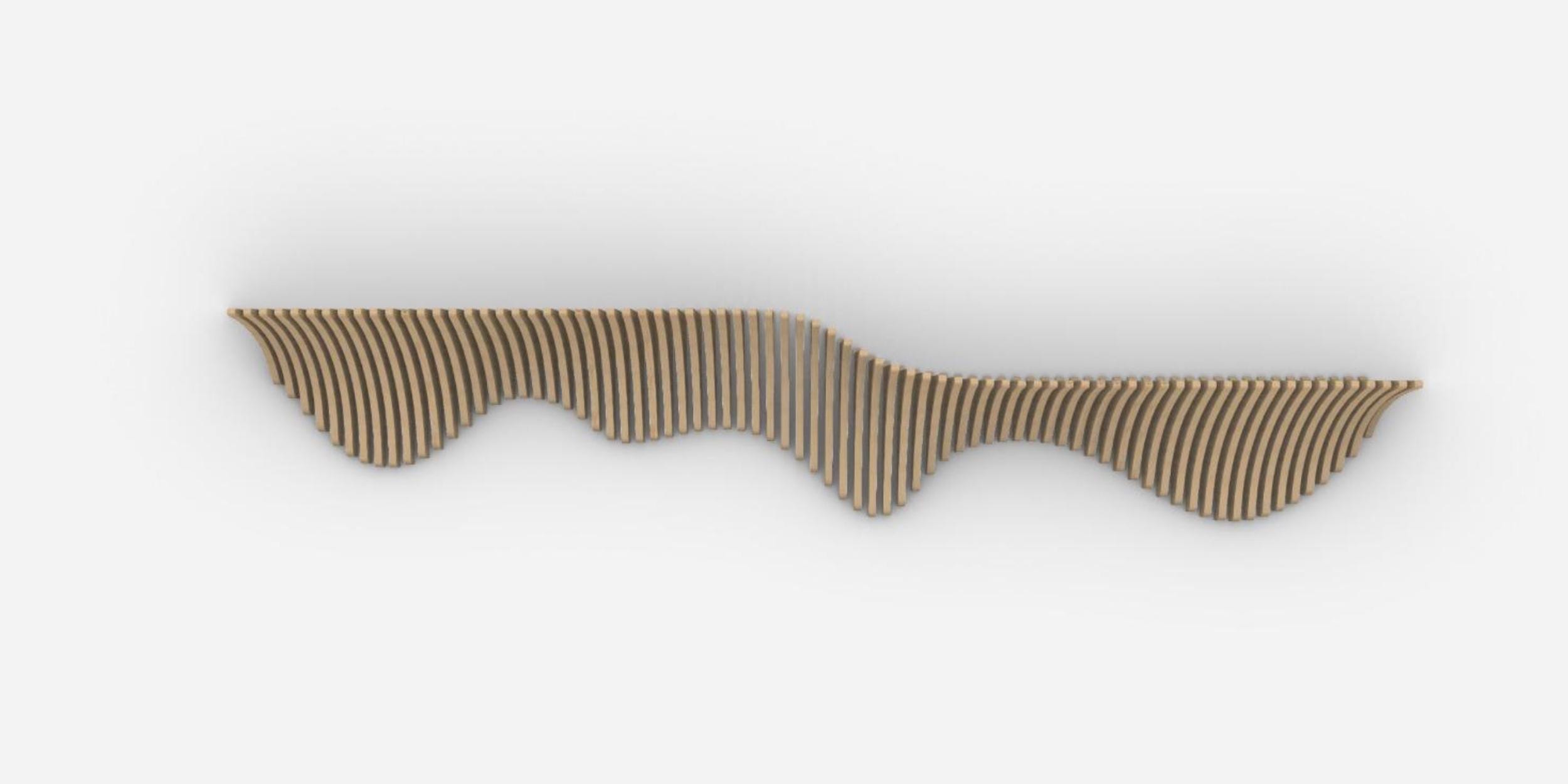 Parametric Wave Floating Shelf - Parametric Wall Art Wavy Wooden ...