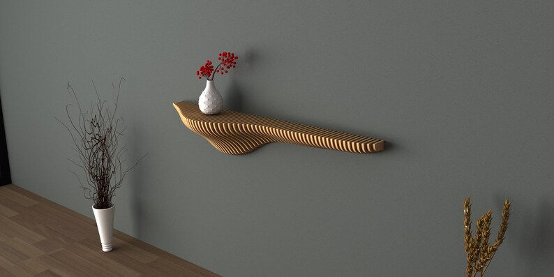 Parametric Style Floating Shelf - Contemporary Parametric Circle Wall Piece - Parametric Wavy ...