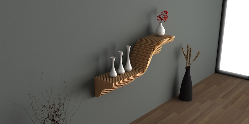 Modern Parametric Shelf - Wall Decor - Living Room Decorations -parametric Style Floating Shelf ...