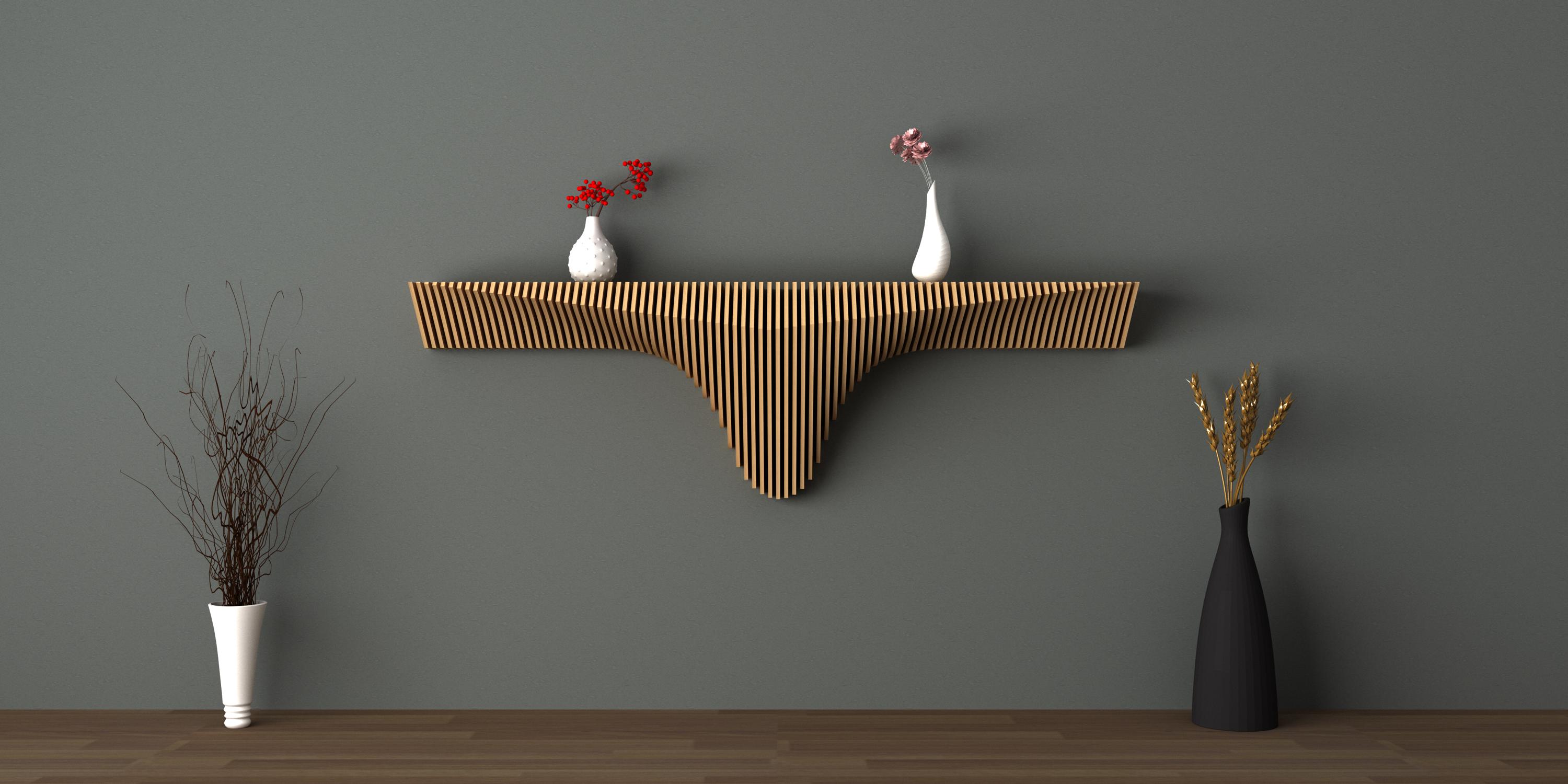 Parametric Wall Shelf - Unique Wall Panel Decor -wavy Floating Bookshelf, Floating Shelf -3D ...