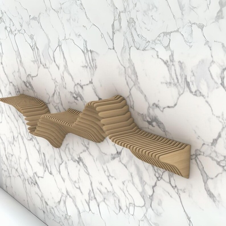 Parametric Wavy Wooden Wall Mounted Shelf - Parametric Wave Wooden ...