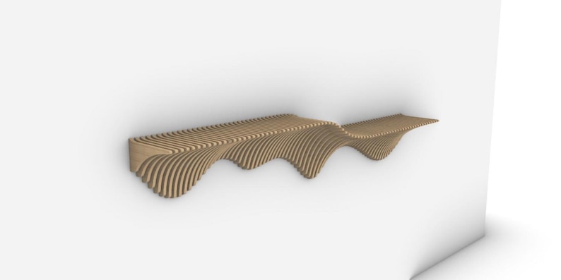 Parametric Wave Floating Shelf - Parametric Wall Art Wavy Wooden ...