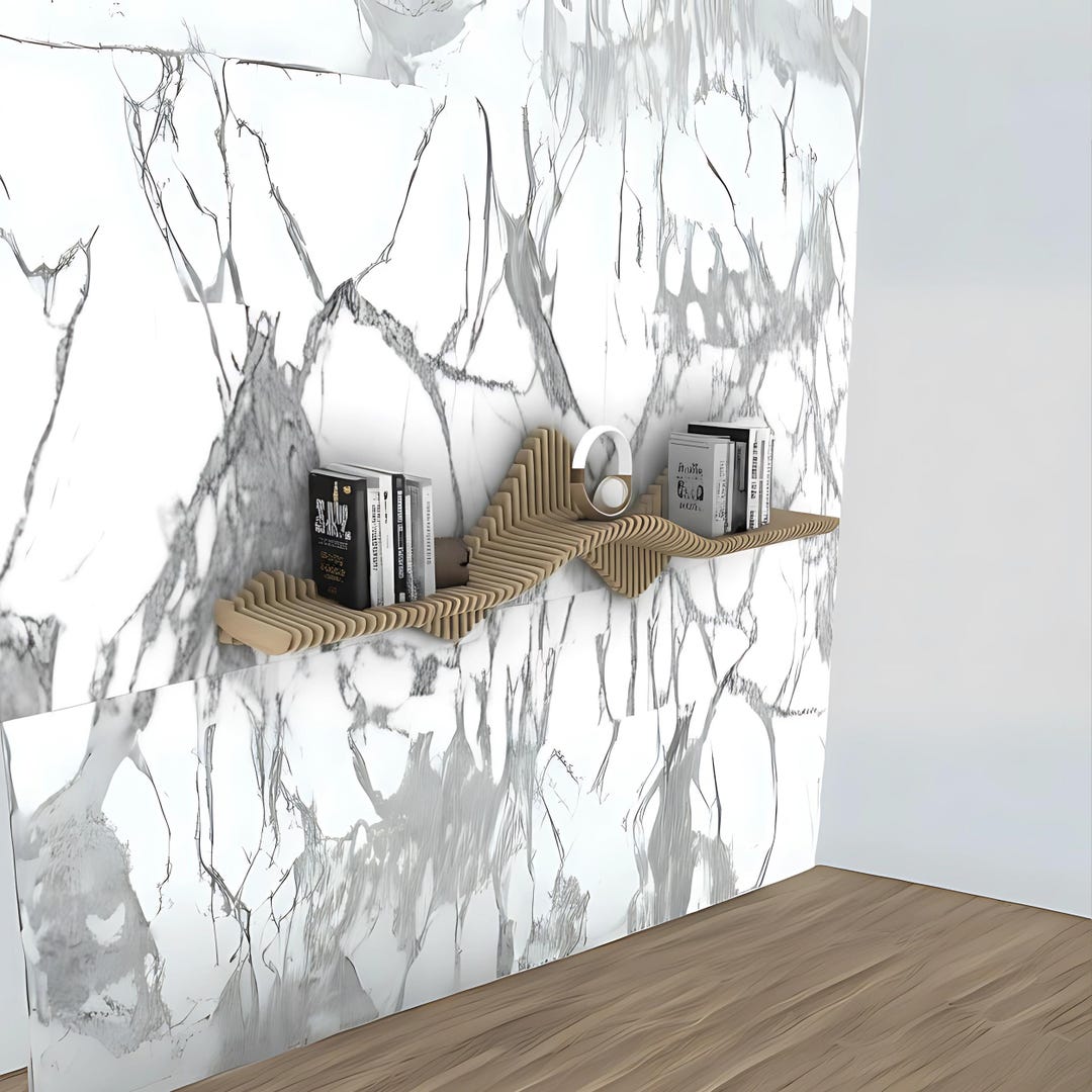 Parametric Wavy Wooden Shelf - Parametric Wall Art - Parametric Wall ...