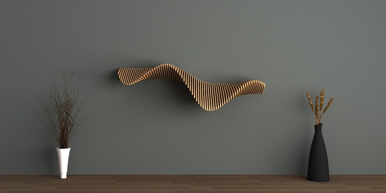 Parametric Wavy Wooden Shelf Decor - Stylish & Functional Storage for ...