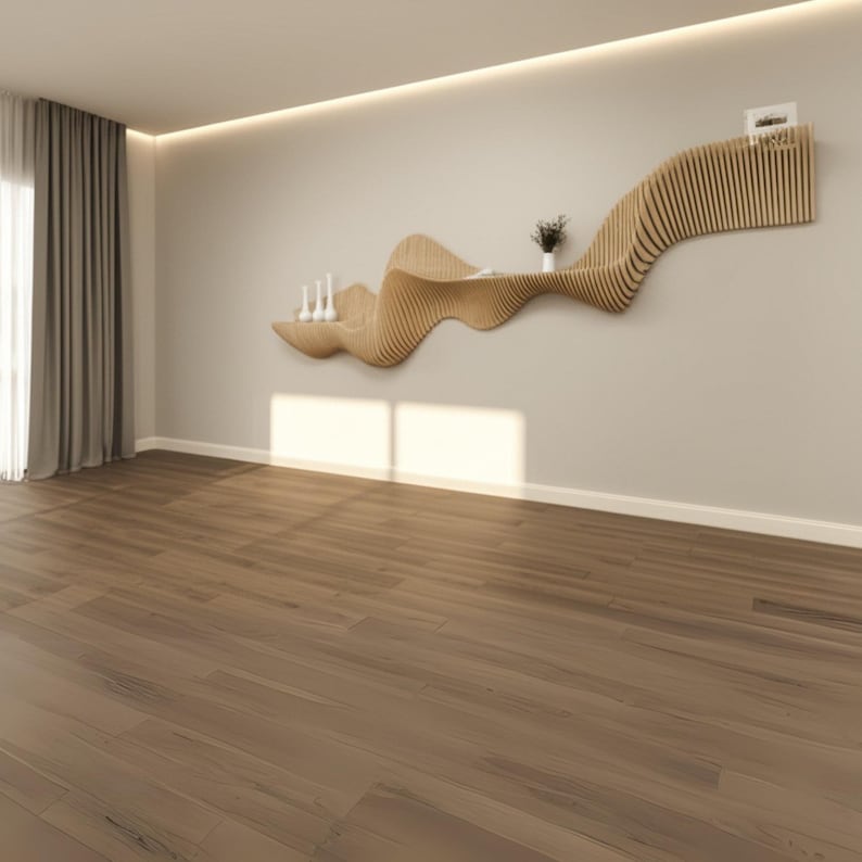 Parametric Wooden Wavy Wall Art - Parametric Wavy Floating Shelf ...