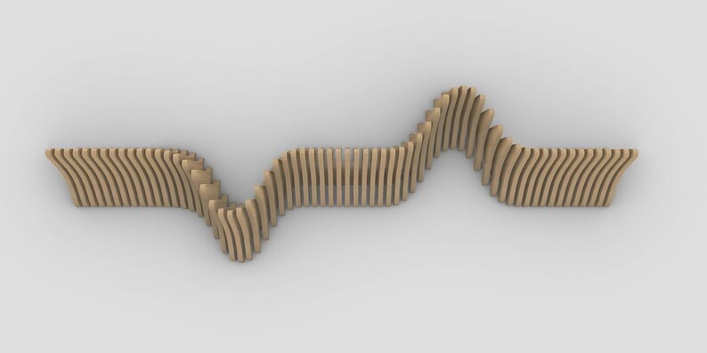 Parametric Wavy Wooden Wall Mounted Shelf - Parametric Wave Wooden ...