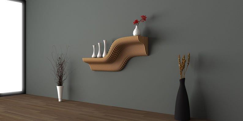 Modern Parametric Shelf - Wall Decor - Living Room Decorations -parametric Style Floating Shelf ...