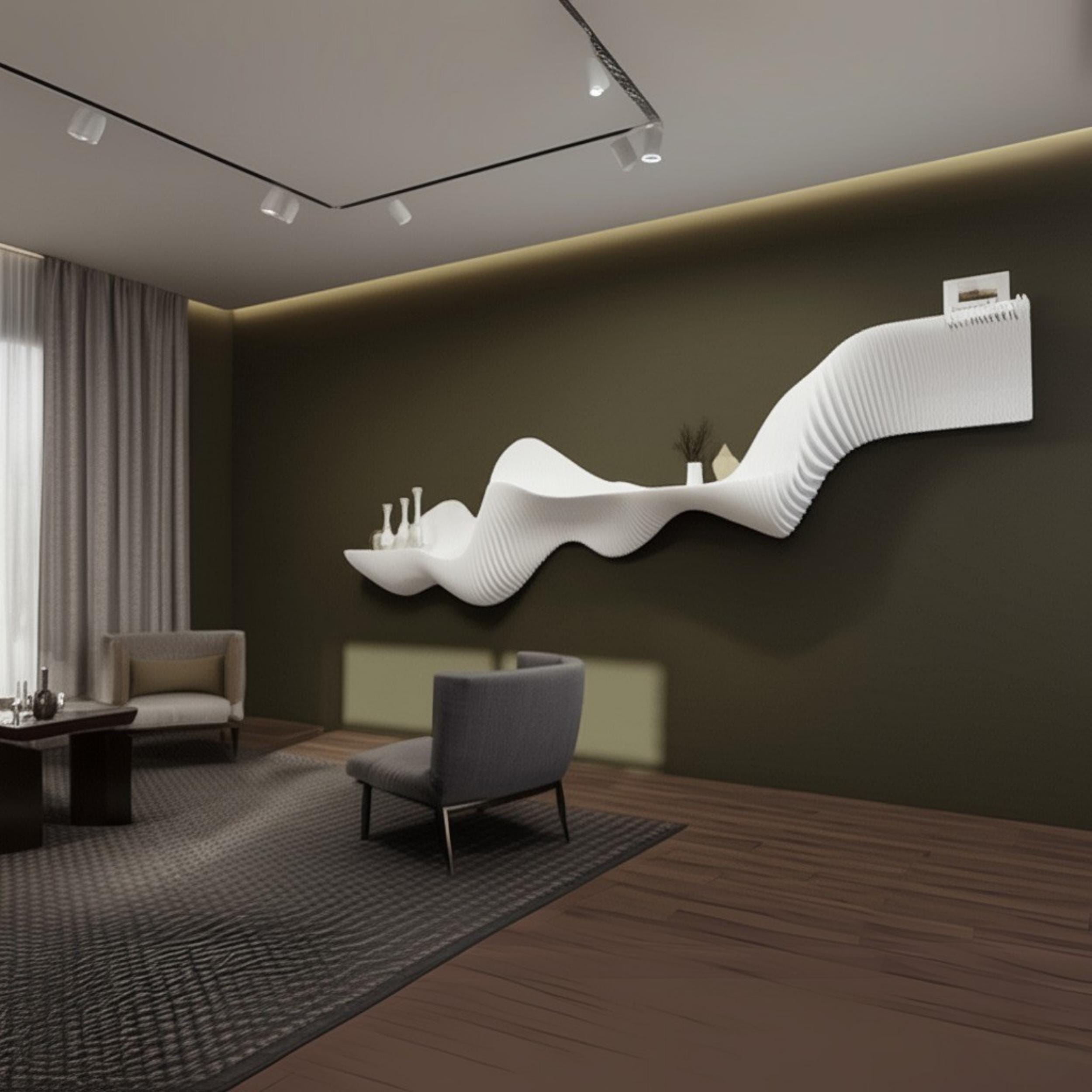 Parametric Wooden Wavy Wall Art - Parametric Wavy Floating Shelf ...