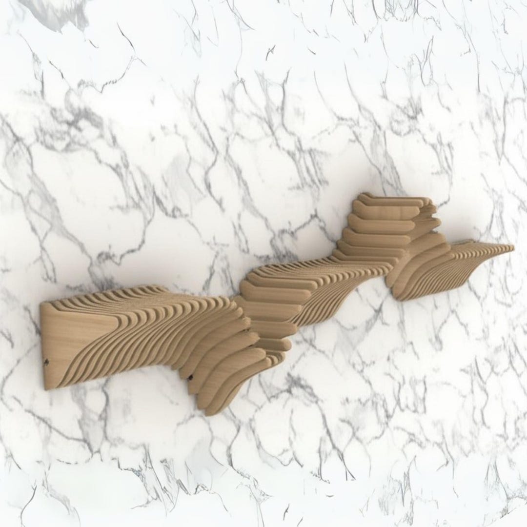 Parametric Wavy Wooden Wall Mounted Shelf - Parametric Wave Wooden ...