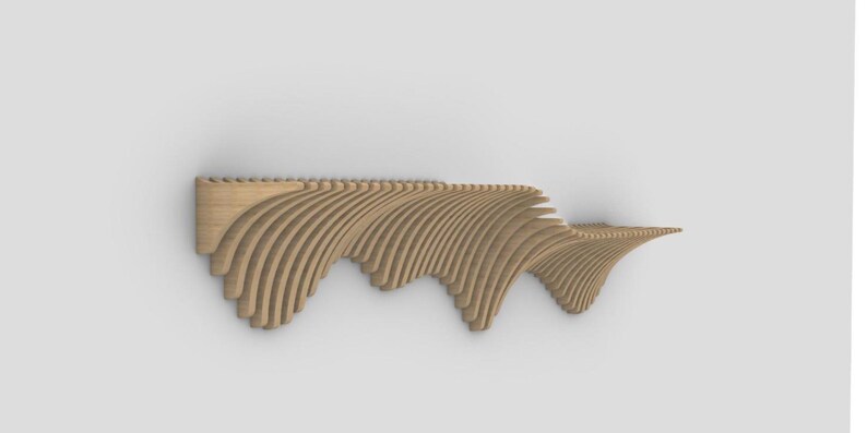Parametric Wave Floating Shelf - Parametric Wall Art Wavy Wooden Shelves Decor - Modern ...