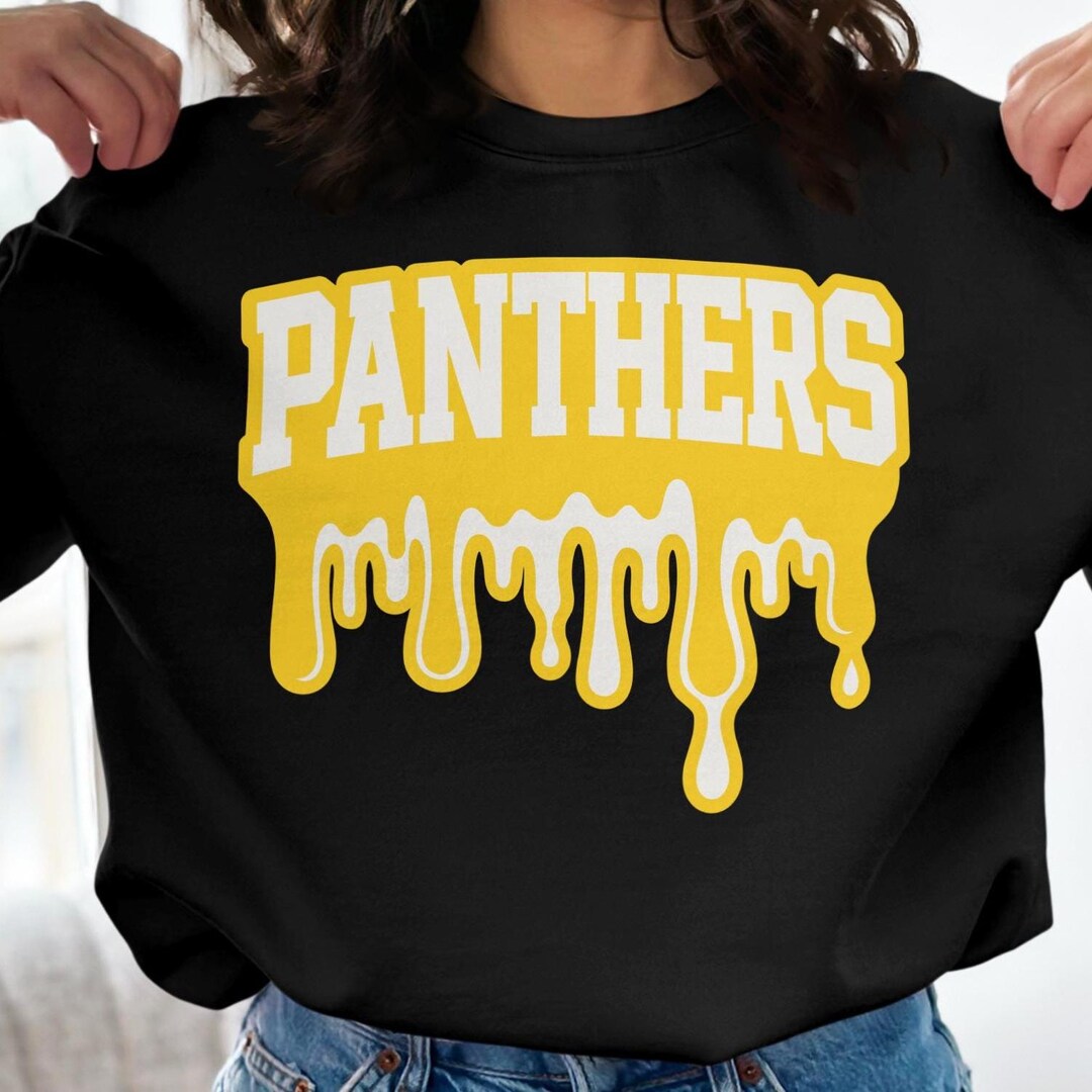 Football Panthers PNG Yellow and White Drip PNG, Mascot Ice Cream Drip ...