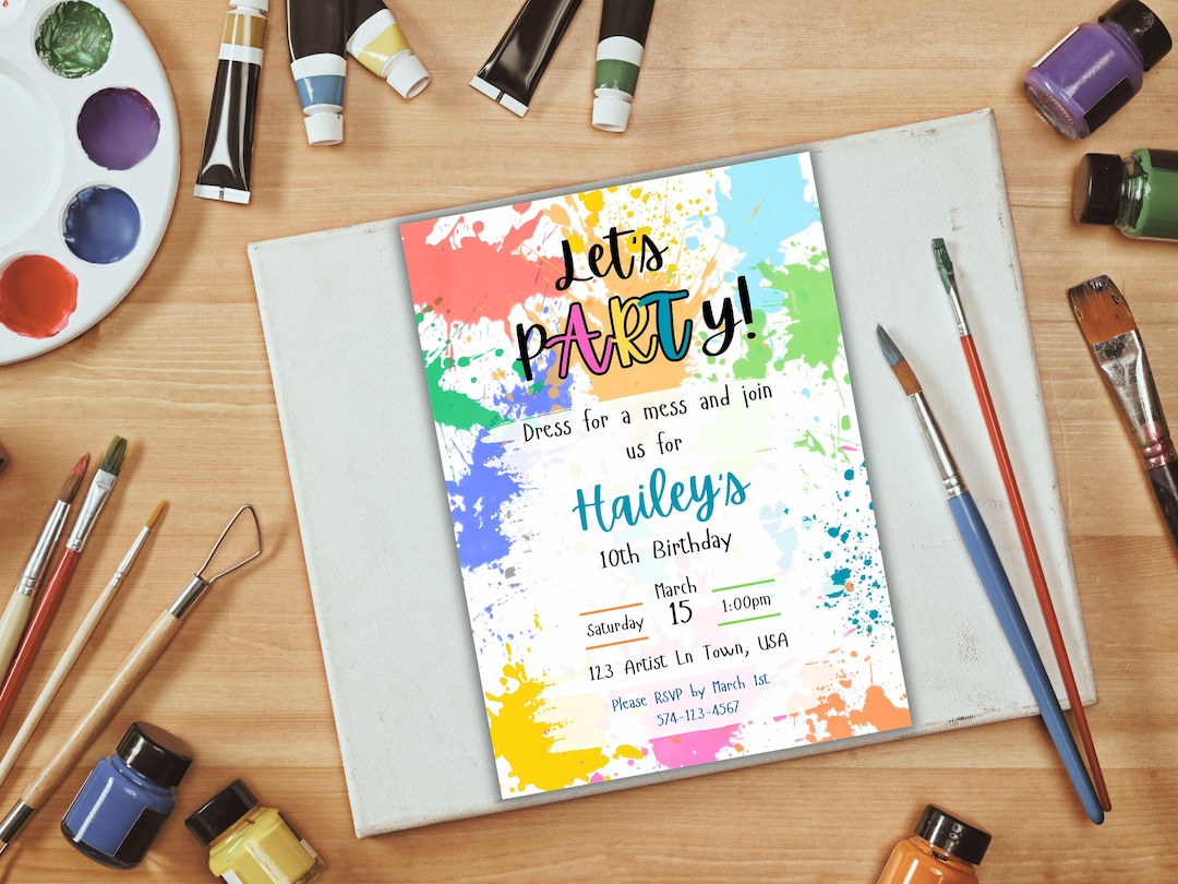 Editable Art Party Invitation, Painting Party Invitation, Paint Party ...
