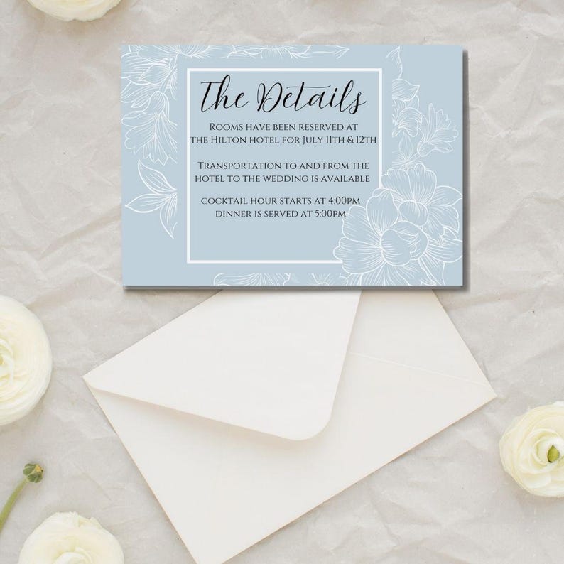 Dusty Blue Wedding Invitation Bundle, Powder Blue Invitation, Blue ...