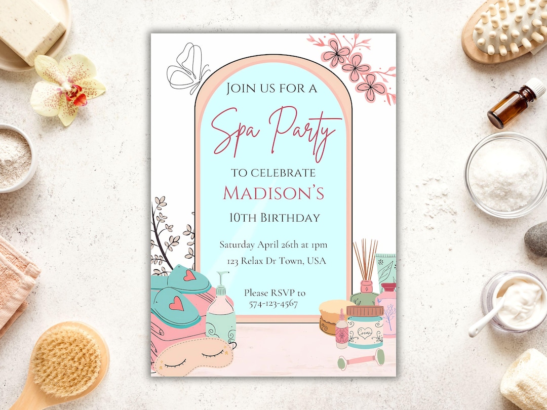 Spa Party Invitation, Spa Girls Birthday Invitation, Tween Birthday Spa ...
