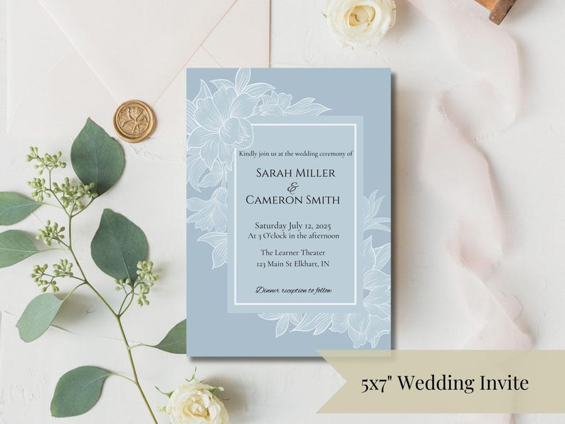 Dusty Blue Wedding Invitation Bundle, Powder Blue Invitation, Blue ...