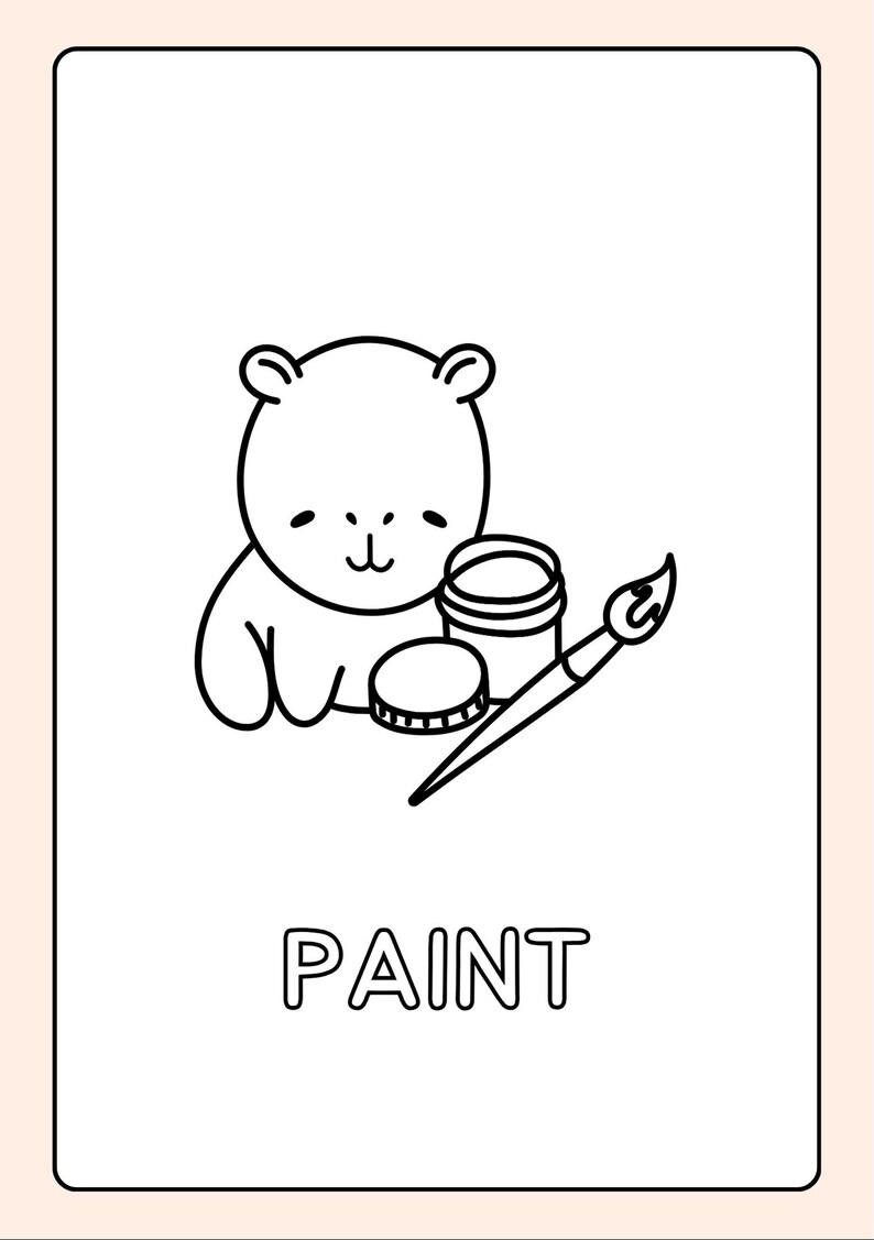 Action Verbs Coloring Book - Etsy