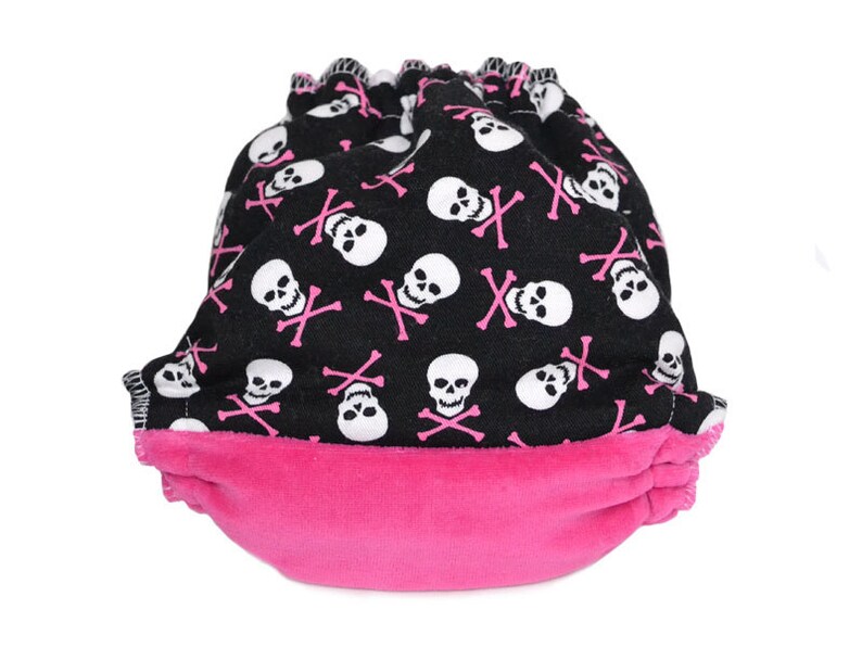 Cloth Diaper Fitted, One Size, Pink Skulls - Add Snaps or Hook and Loop ...
