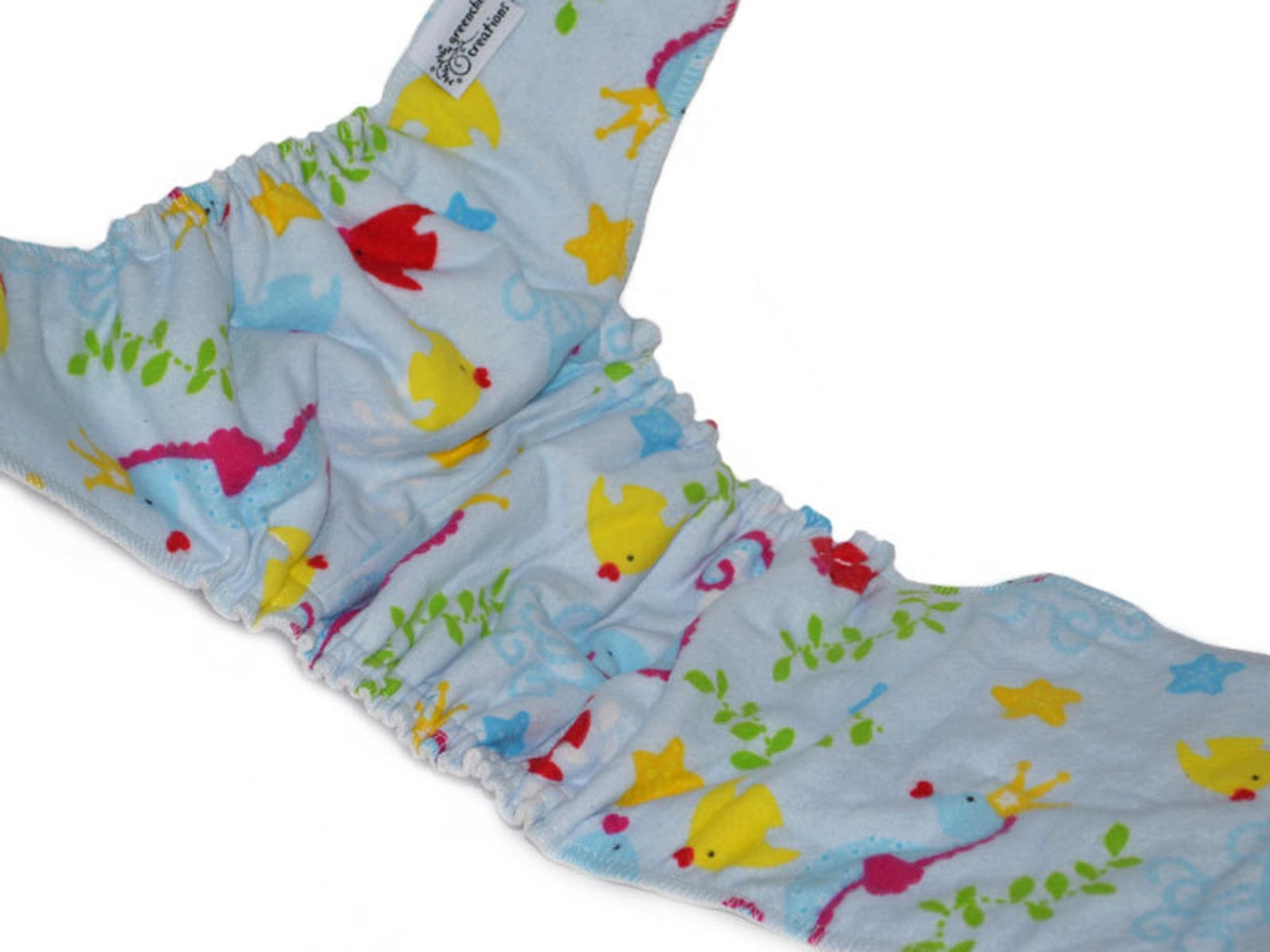 Cloth Diaper Fitted, One Size, Ocean Seahorse & Fish, Flannel Add Snaps ...