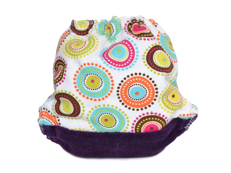 Cloth Diaper Fitted, One Size, Retro Circles Dots - Add Snaps or Hook ...