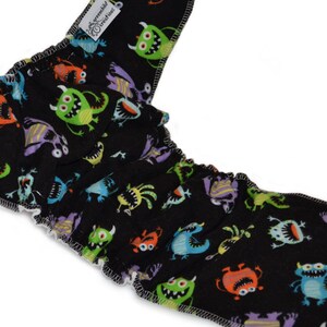 Cloth Diaper Fitted, One Size, Monsters, Flannel - Add Snaps or Hook ...