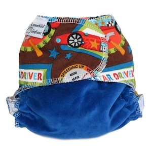 Cloth Diaper Fitted, One Size, Racecar Race Car - Add Snaps or Hook and ...