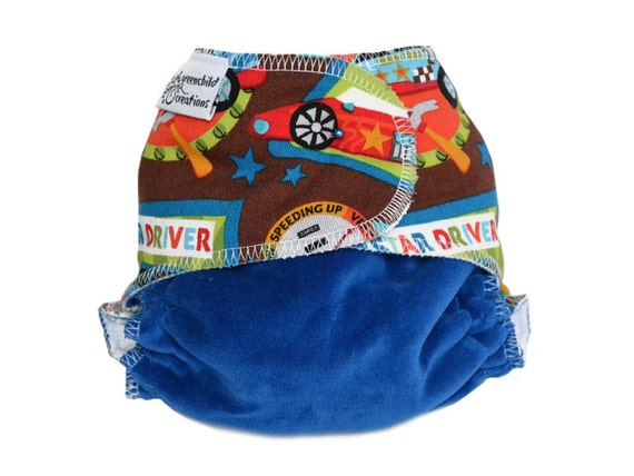 Cloth Diaper Fitted One Size Racecar Race Car Add Snaps or - Etsy