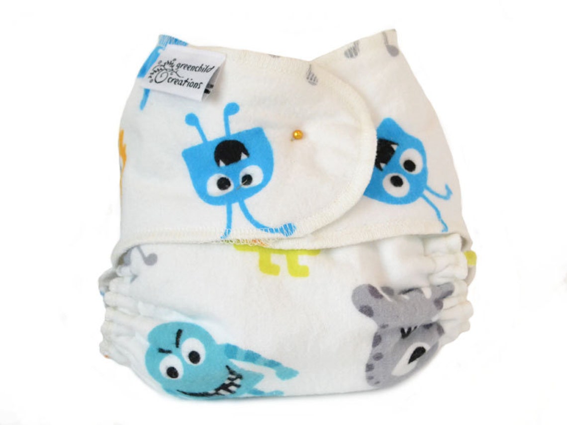 Space Aliens Monsters Cloth Diaper Fitted Flannel One Size - Etsy