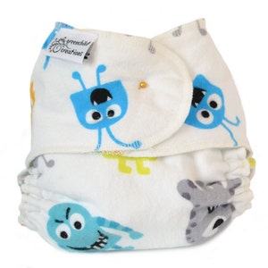 Space Aliens Monsters Cloth Diaper, Fitted Flannel One Size Diaper ...