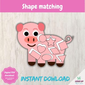 Animal Shape Matching Activity, 2D Shapes, Summer Busy Book Page, File ...