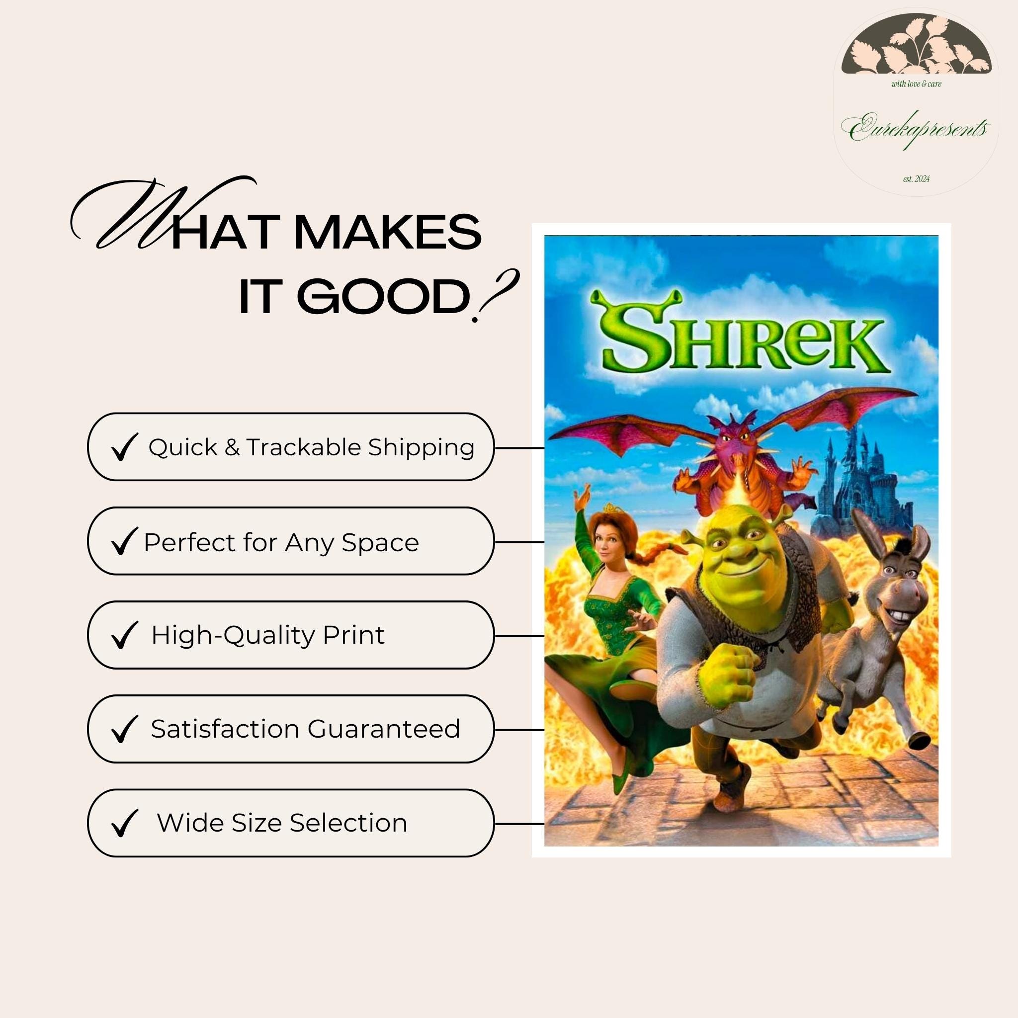 Shrek Movie Poster, Rolled Posters for Dorm Decor, Kids Room Wall Art ...