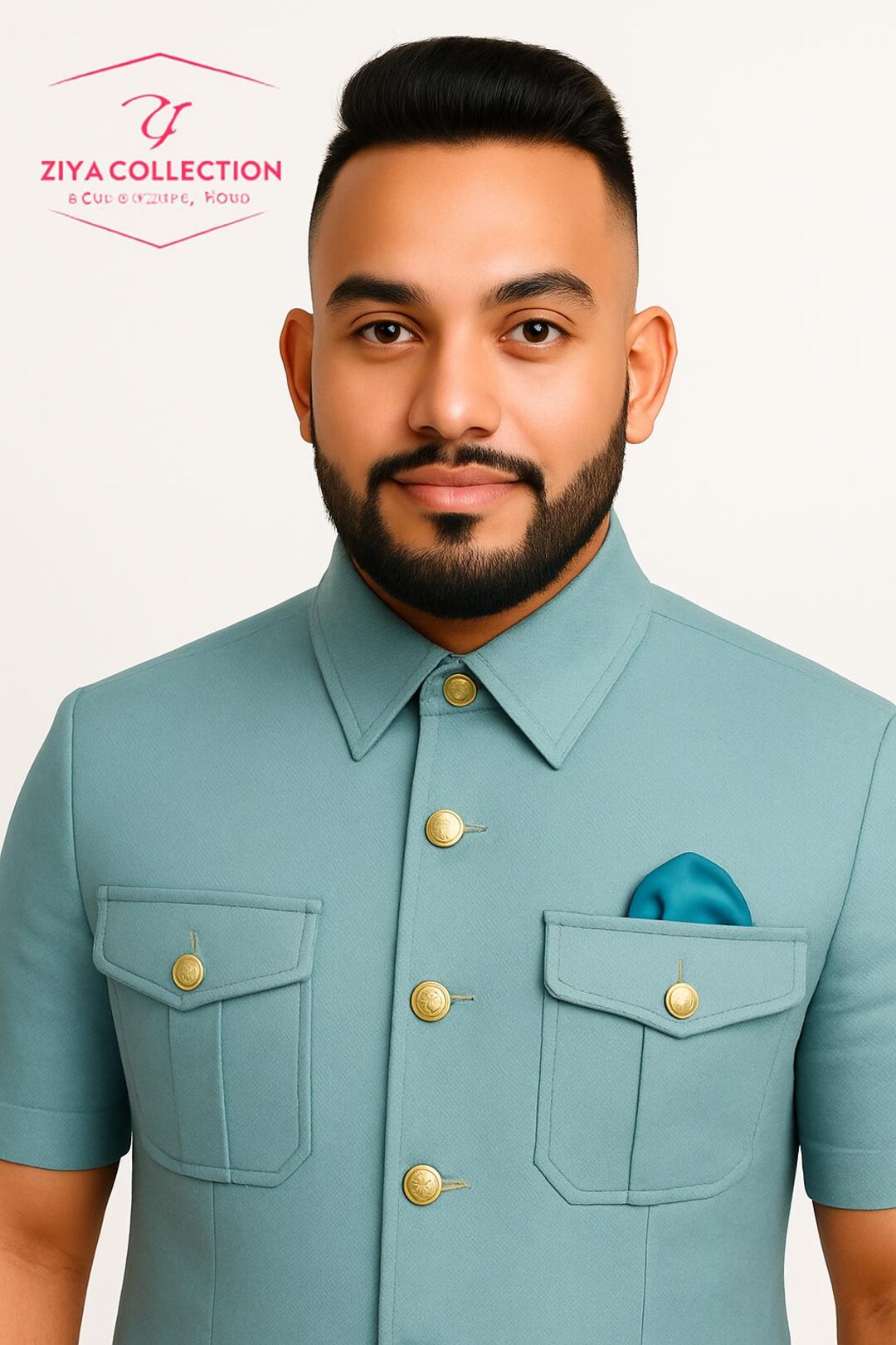Handmade Turquoise Men's Short Sleeve Suit: Modern Wedding Outfit - Etsy