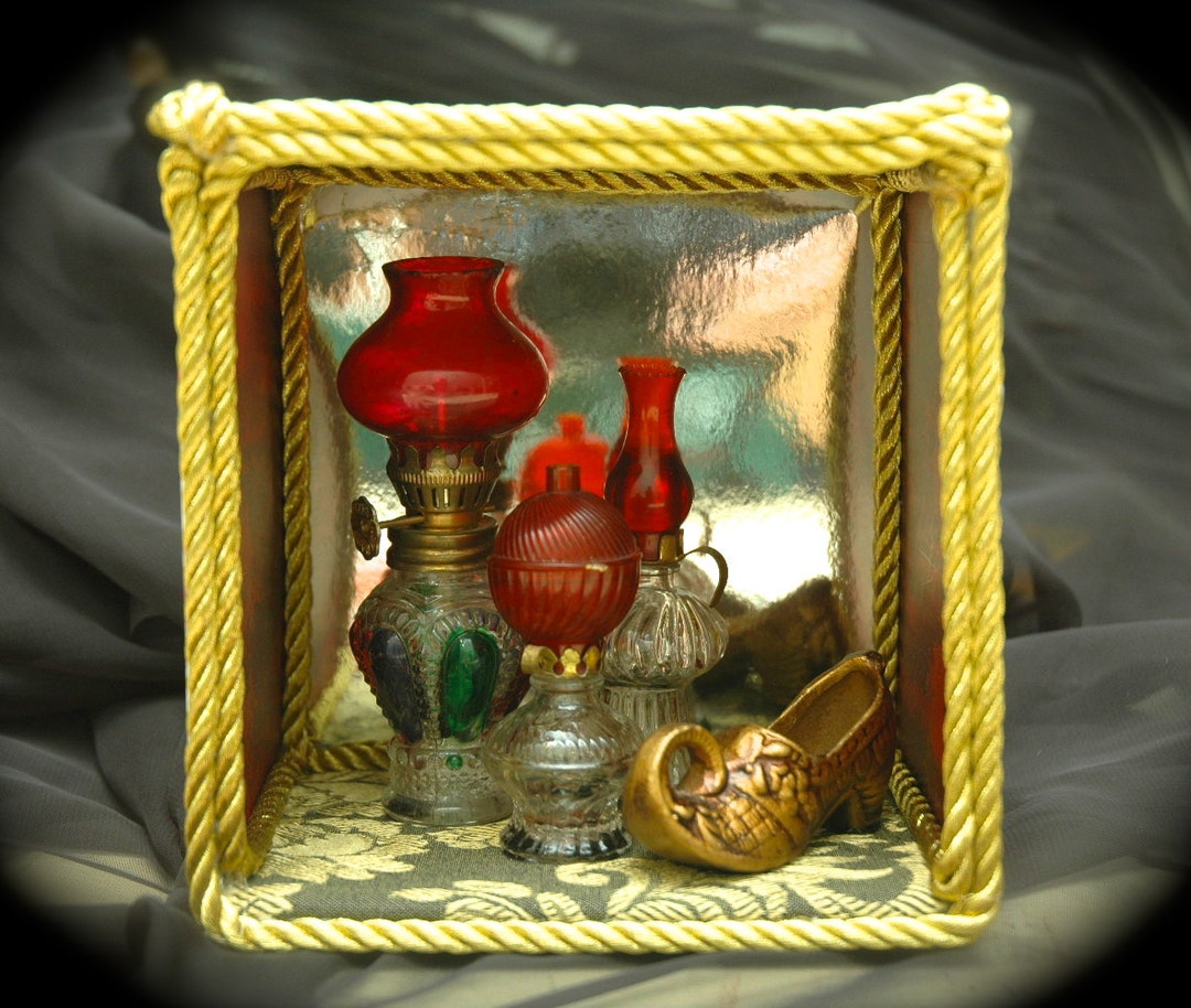Antique Genie in A Bottle Miniature Shadow Box Altered Art Diorama ...