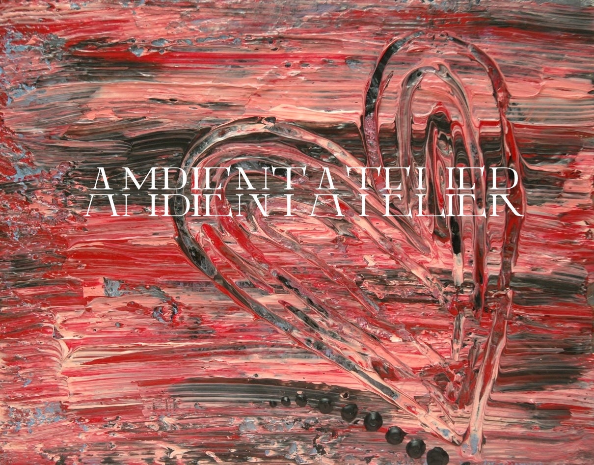 Abstract Pink Heart Art | Red Valentine Heartstrings | Whimsical Folk ...