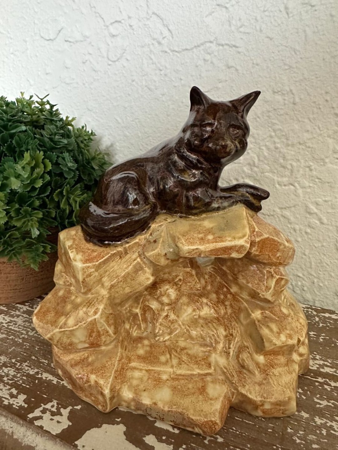 Glittery Fox on Rock Southwest Cabin Decor Figure - Etsy