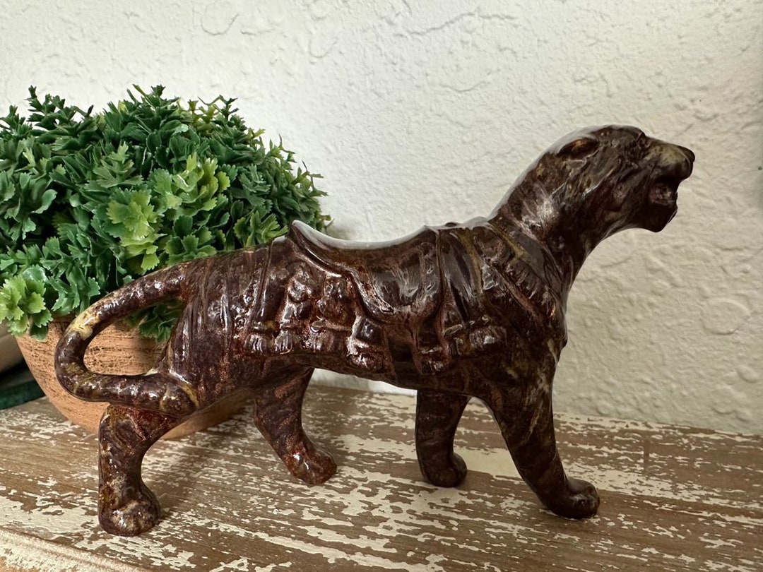 Ride A Tiger Saddle Maroon Red Golden Glitter Figure - Etsy