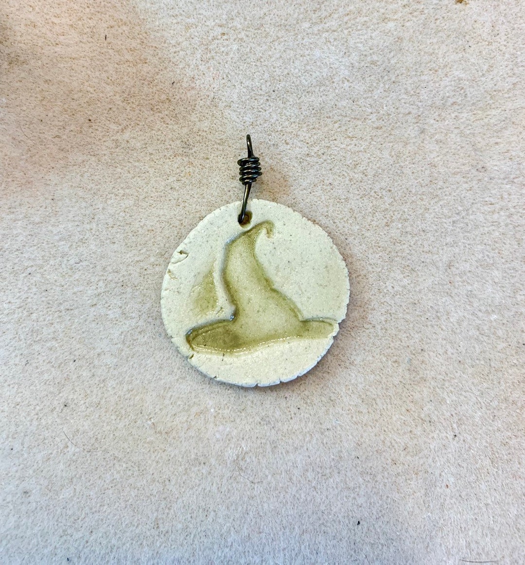 Witch Warlock Wizard Hat Necklace Stoneware Pendant | Diffuser Jewelry ...