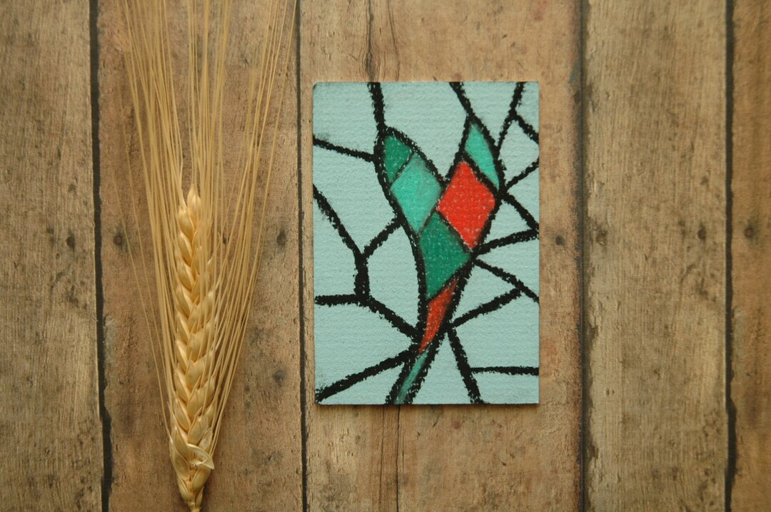 Heartstring Things Stained Glass Heart Pastel Painting Miniature ...