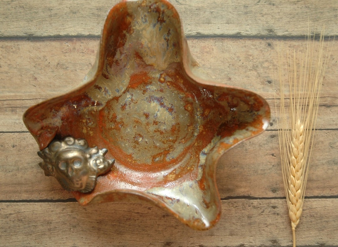 La Catrina Cigar Ashtray Stoneware Dish | Day of the Dead | Metallic ...