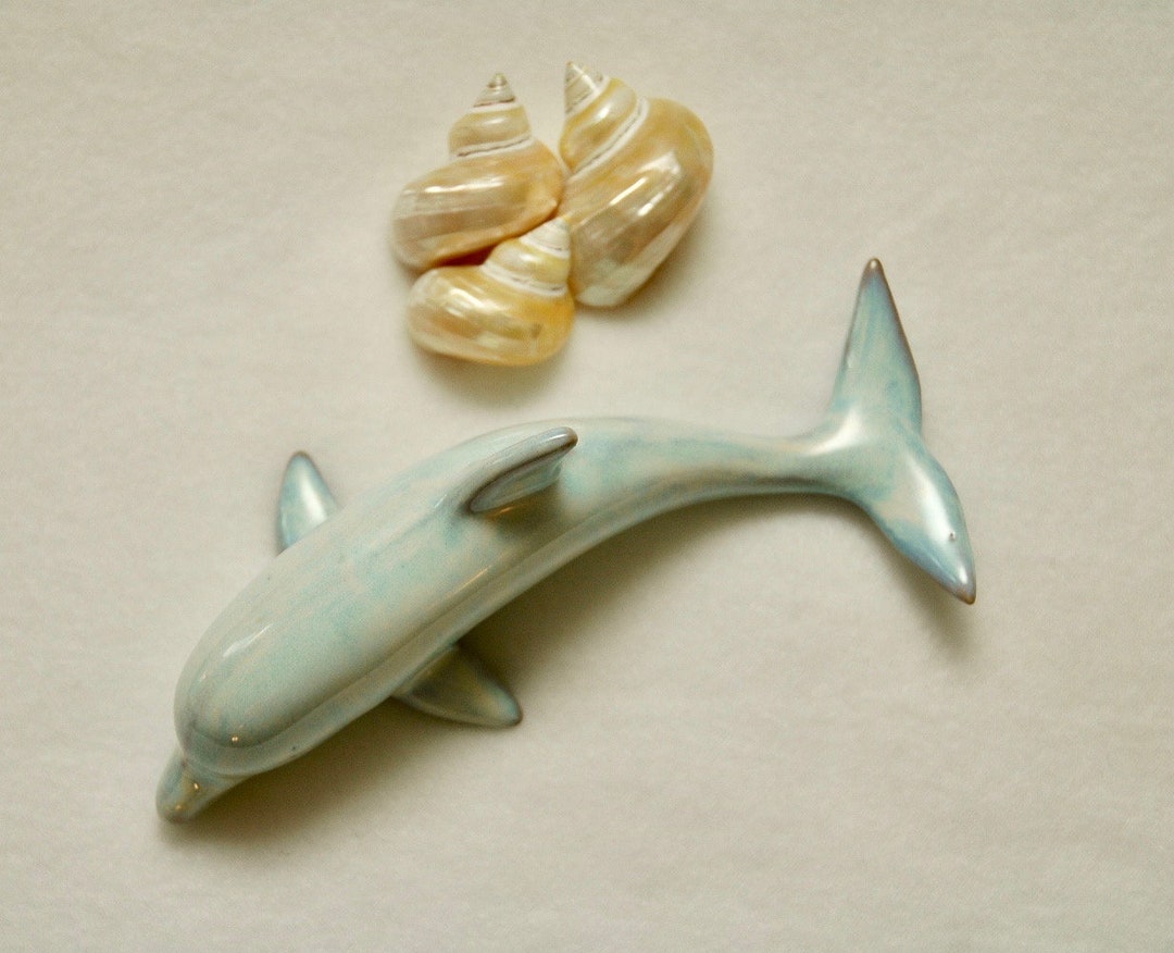 Stoneware Dolphin Blue Ocean Lover Sea Life Siren Mermaid Beach House ...