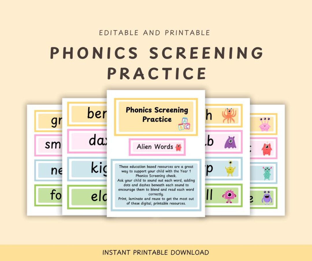 Phonics Screening Resources - Alien Words - Etsy