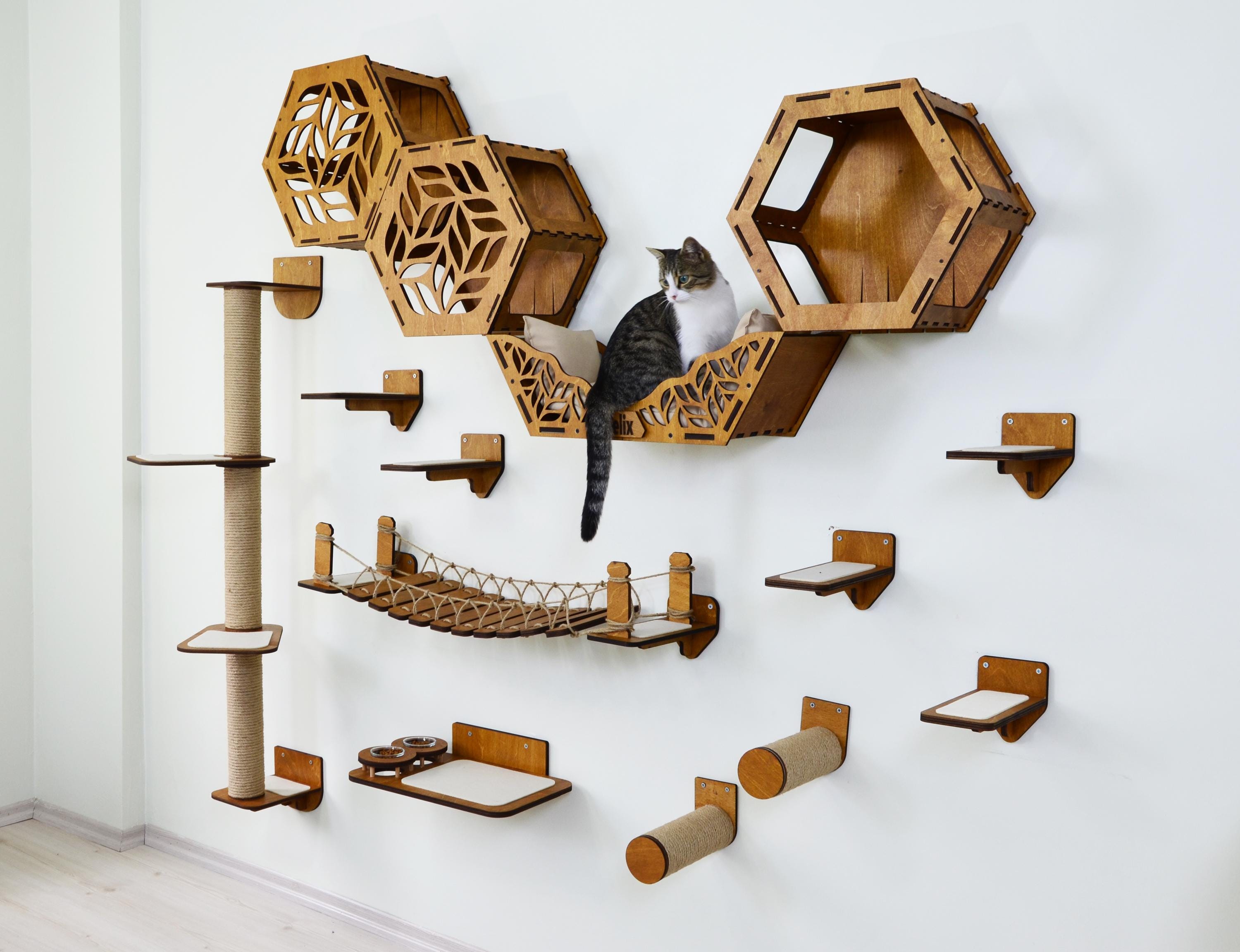 Cat Wall Bridge, Cat Wall Shelves, Cat Wall Climbing, Cat Tower, Gifts ...