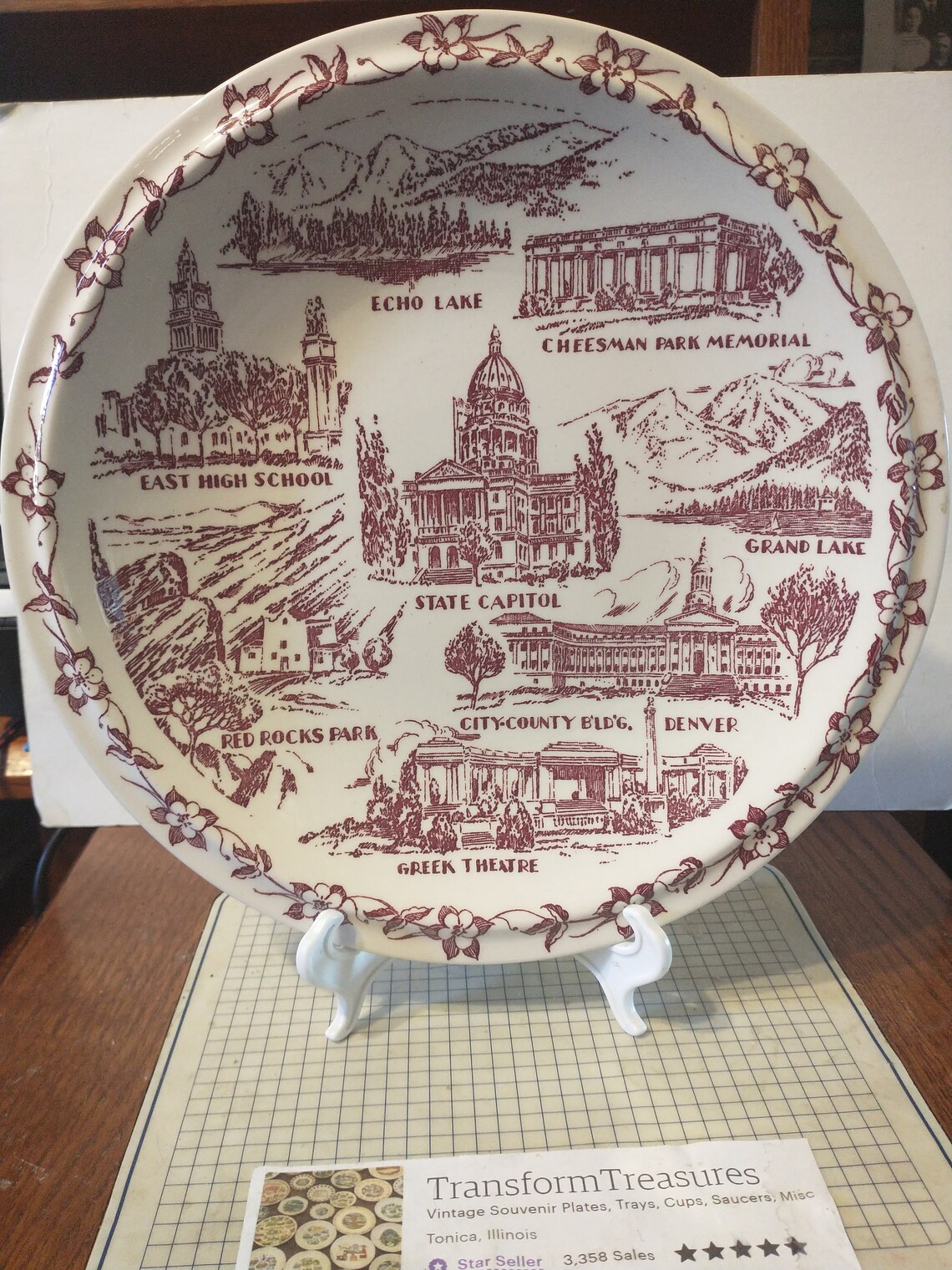 Vintage Denver Colorado Souvenir Plate Landmarks Vernon Kilns ...