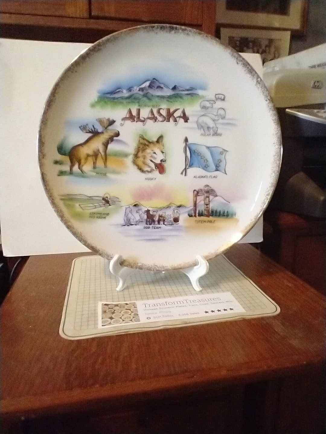 Vintage Alaska Large Souvenir State Plate Decorative Collector Travel ...