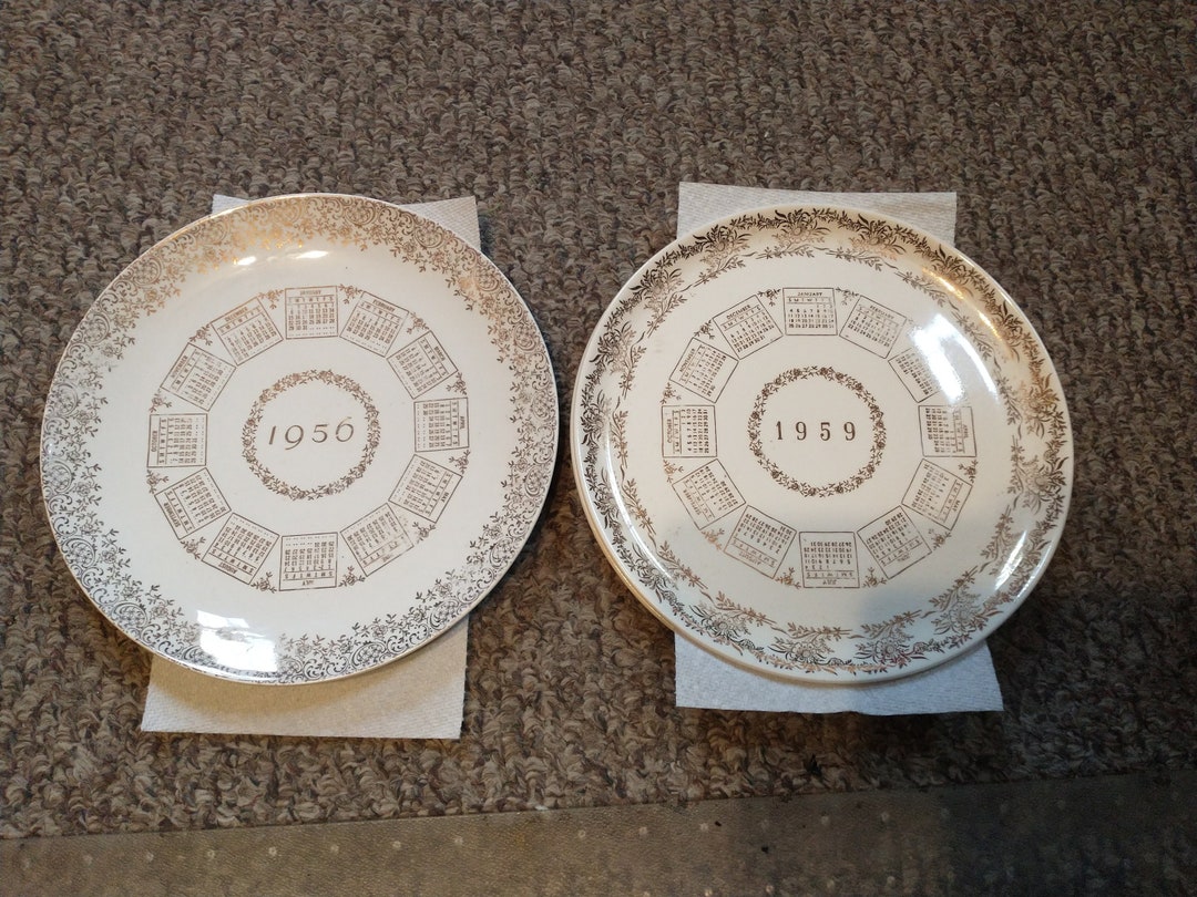 1951 1956 1959 Calendar Plates (CG) Retro Wall Decor Gift Decorative ...