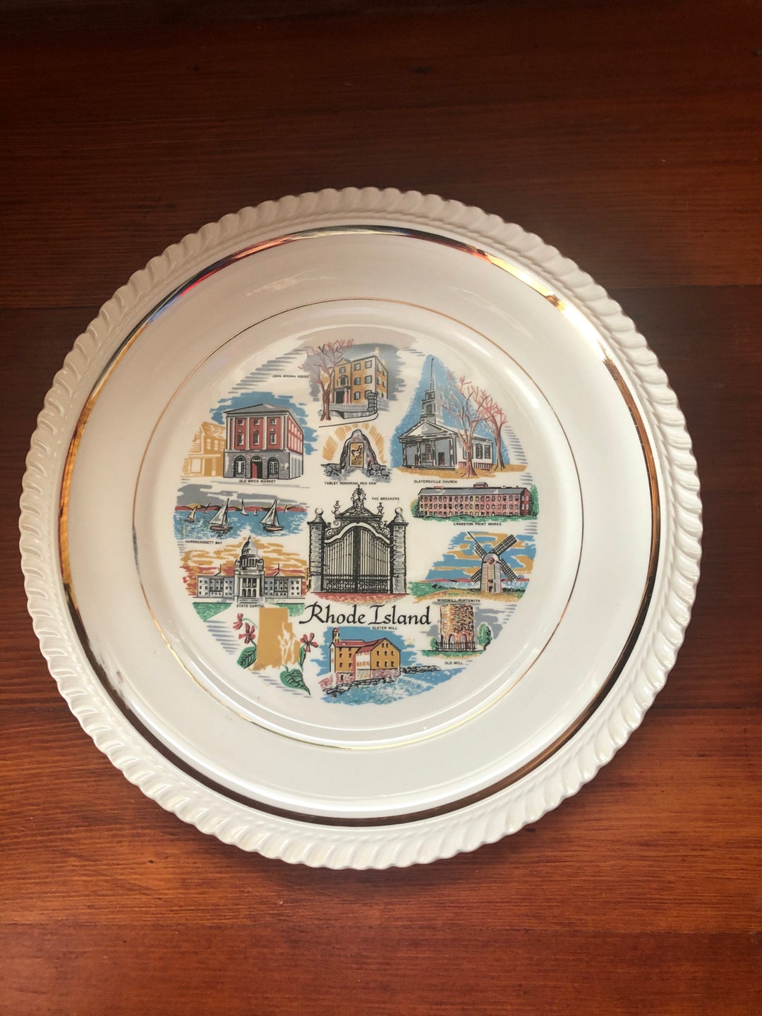 Vintage Rhode Island Souvenir State Plate Large Decorative Collector ...